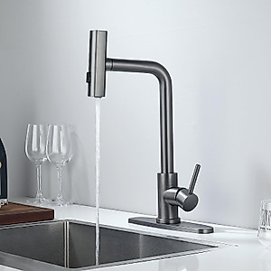TRIPHIL Waterfall Kitchen Faucet with Pull Down Sprayer,Kitchen Faucets with Sprayer 3-Mode,360° Swivel Single Handle Kitchen Sink Faucet,grifos para fregaderos de cocina for RV,Outdoor,Gun Grey