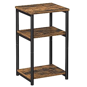 VASAGLE Side Table, Small End Table, Tall Nightstand for Living Room, Bedroom, Office, Bathroom, Rustic Brown and Black ULET273B01