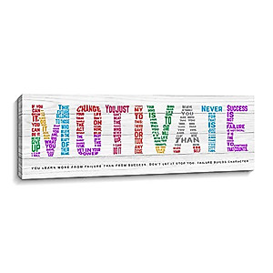 Kas Home Motivational Wall Art Colorful Motivate Inspirational Quotes Canvas Wall Decor Framed Positive Picture Painting Artwork for Office Home Workplace (White - Motivate, 5.5 x 16.5 inch)