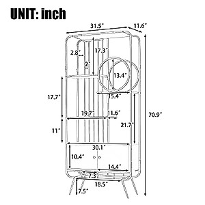 Bookcase with Cabinet,Open Bookshelf with Storage,Freestanding Display Rack Tall Shelving Unit, with Black Metal Frame for Home Office, Living Room, Bedroom