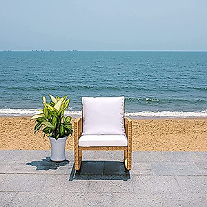 Safavieh Outdoor Collection Daire Natural/White Cushion Rocking Chair PAT7721D