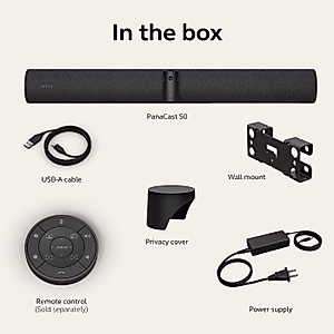 Jabra PanaCast 50 – Intelligent 180° Panoramic-4K Meeting Room Video Camera – Inclusive Video Conferencing Camera with Full Room Coverage, Easy to Set-Up Wide Angle Webcam with Microphones - Black