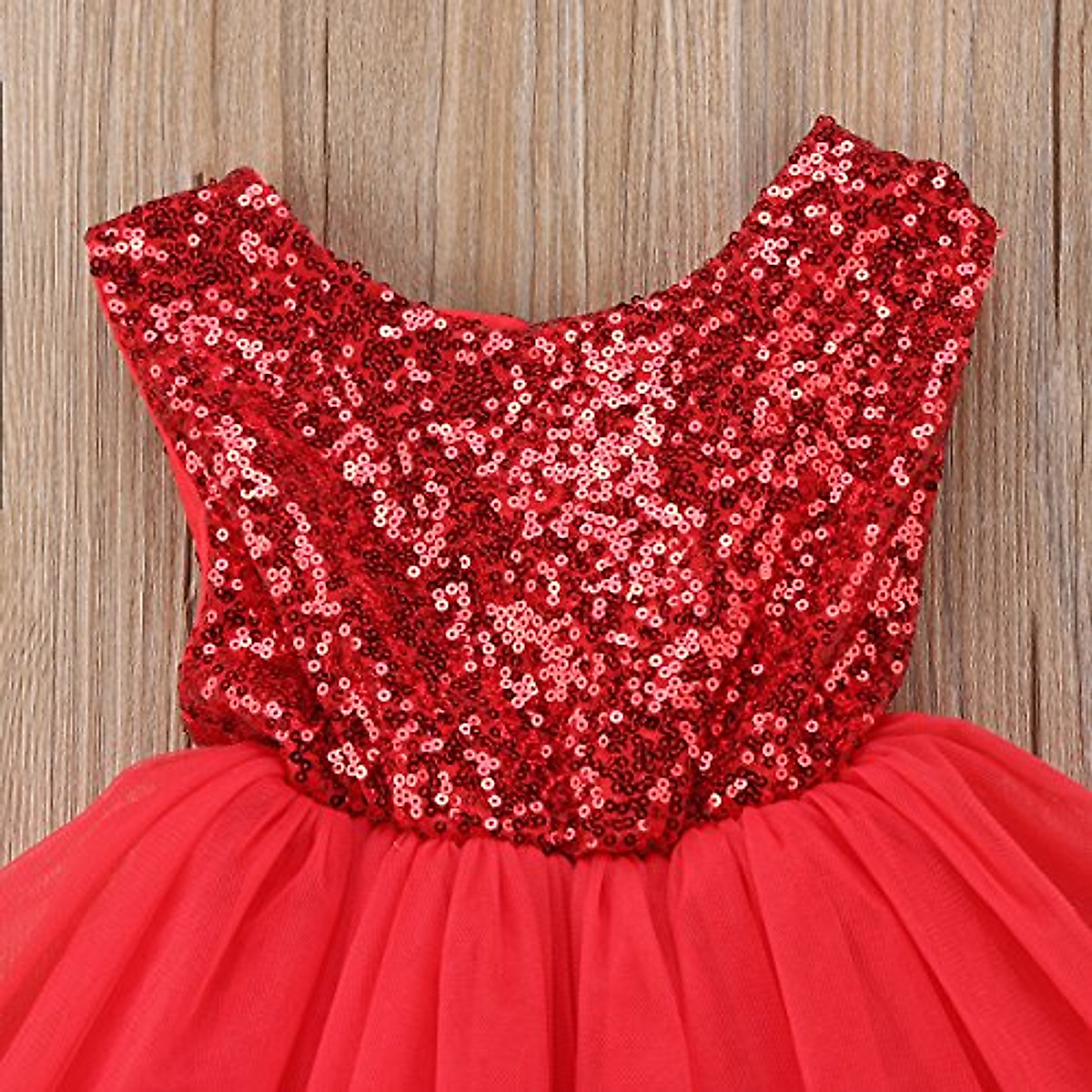 Toddler Baby Girl Valentine's Day Outfit Heart Sequins Backless Tutu Dress Little Valentine Princess Dress (Red, 2-3Y)