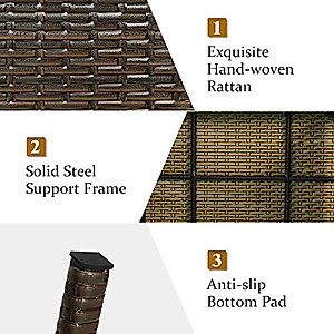 GOFLAME Wicker Table Patio Outdoor Poolside Garden Lawn Bistro Foldable Portable Leisure Standing Coffee Side Table, Espresso Brown