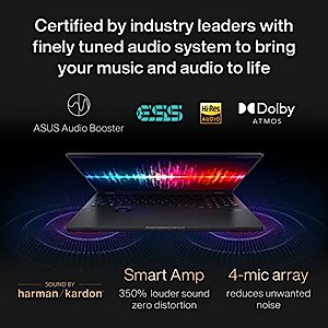 ASUS 2023 ProArt StudioBook 16 OLED Laptop, 16” 3.2K OLED Touch Display, Intel Core i9-13980HX CPU, Nvidia GeForce RTX 4060 GPU, 16GB DDR5 RAM, 1TB SSD, Windows 11 Home, H7604JV-PS94T, Mineral Black