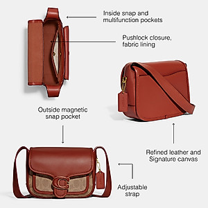 COACH Coated Canvas Signature Tabby Messenger 19, Tan Rust