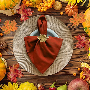 Thanksgiving Napkin Rings Set of 12, Fall Napkin Rings Maple Leaf Pumpkin Napkin Rings Holders for Family Party Wedding Harvest Autumn Holiday Dinner Table Decorations