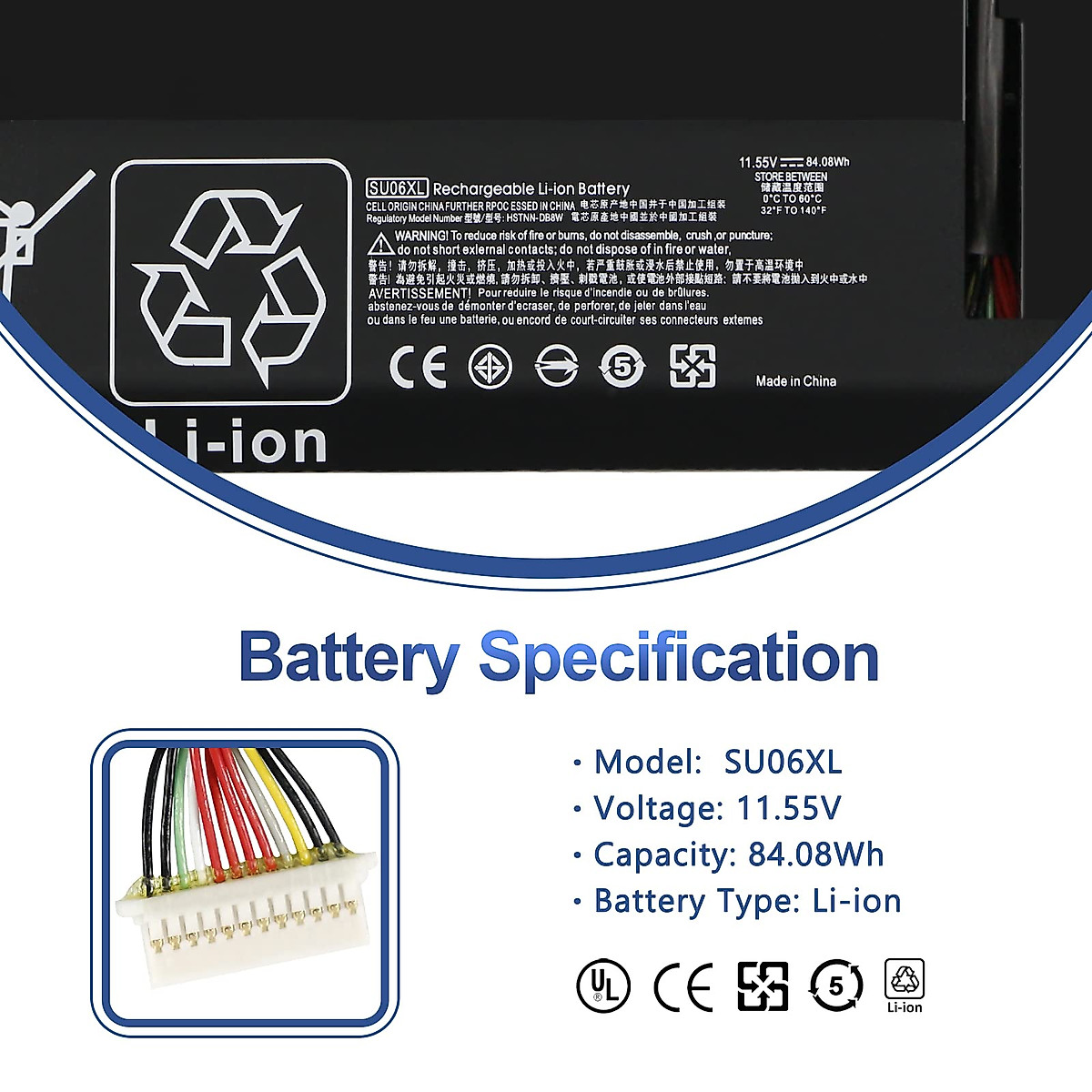 84.08WH SU06XL Laptop Battery for HP Spectre X360 Convertible 15-DF 15T-DF 15T-DF000 DF100 DF0013DX DF0033DX DF0043DX DF1033DX DF1043DX 15-DF000 DF0XXX DF1XXX df1033dx df1043dx df0013dx df0033dx