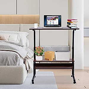 HOOMTLSY Mobile Laptop Desk (15.74''x31.49) Adjustable Standing Desk Portable Laptop Computer Desk with Wheels Rolling Desk Sofa Bed Side Table Couch Computer Desk for Home Office Classroom