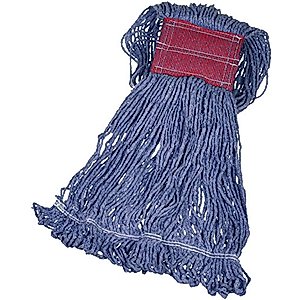 Amazon Basics Loop-End Synthetic Mop Head, 5-Inch Headband, Large, Blue - 6-Pack