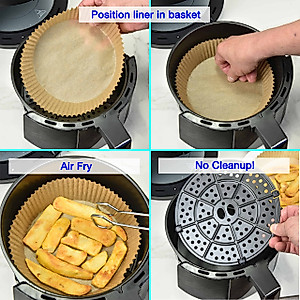 100 Pcs Air Fryer Disposable Paper Liner, 6.7-inch Air Fryer Liners, Non-stick Parchment Paper Rounds for Frying, Baking, Cooking, Roasting and Microwave - Unbleached, Oil-proof Steam Paper