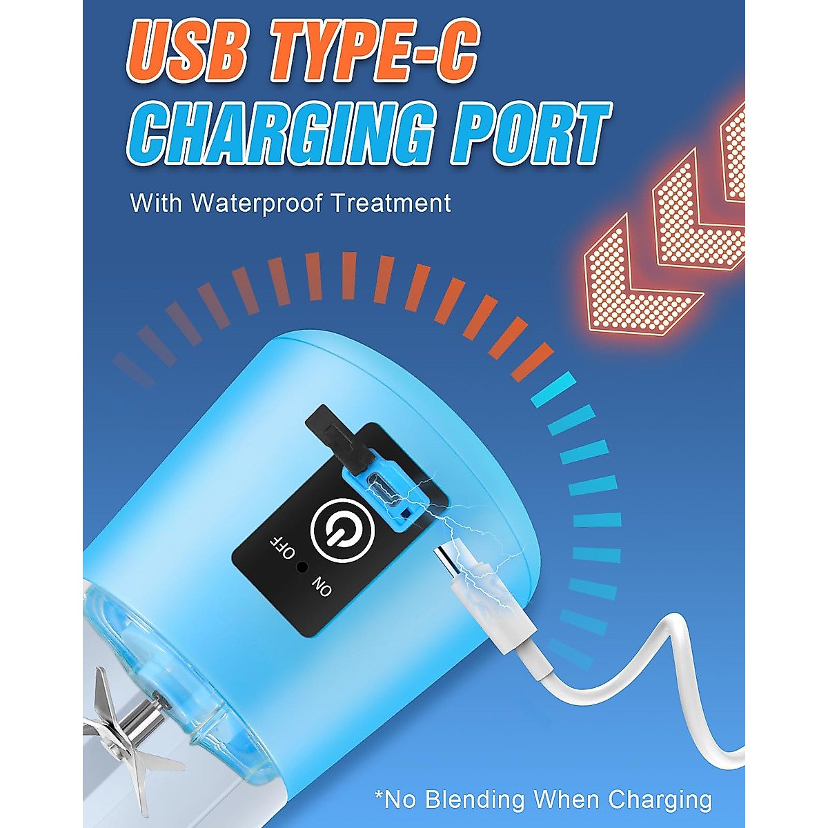 Portable Blender for Shakes and Smoothies,6 Blades Juicer Cup for USB Rechargeable,Personal Blender with One Touche Operation,Blender Shake Smoothie for Kitchen,Travel and Sport, Blue7