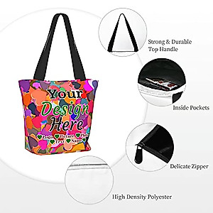 Aziucteh Personalized Tote Bag For Women Custom Tote Handbags Custom Bag Women's Gift For Birthday Valentine'S Day Customized Your Own Photo Picture Text Name Logo