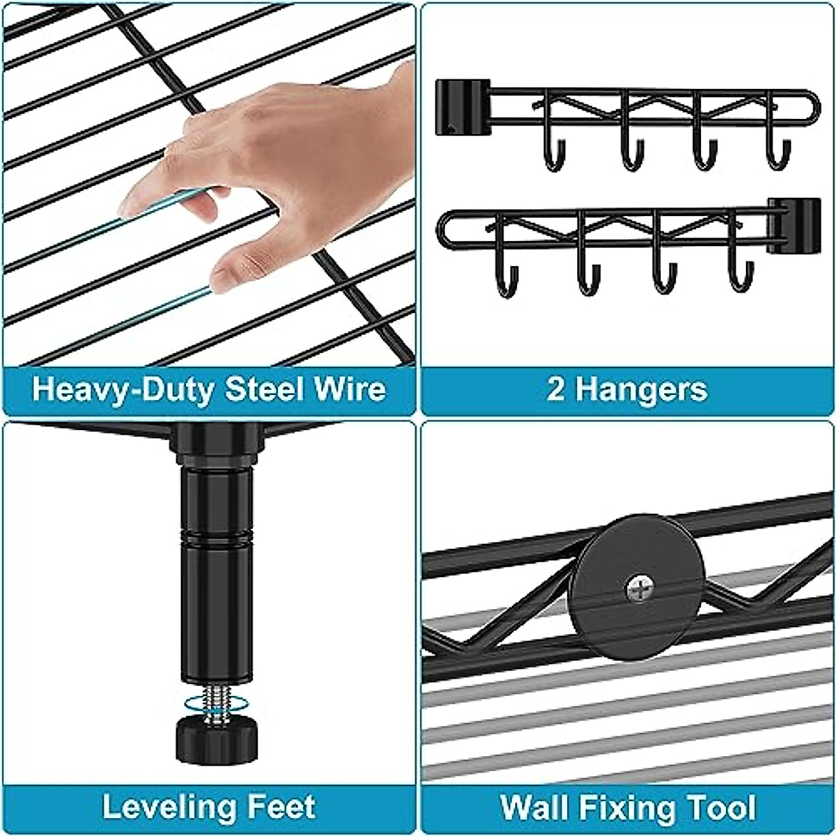 5 Tier Wire Shelving with Wheels,Ecoyomi Metal Shelves for Storage Heavy Duty,Garage Shelving,Shelving Units and Storage,Metal Shelf for Restaurant Garage Pantry Kitchen Garage Rack(14D x 36W x 75H)