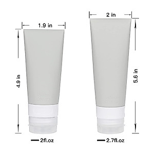 Portable Soft Silicone Travel bottles Set - 6 Pack Leakproof Silicone Travel Bottles,Cosmetic Toiletry Containers(Pink+Green+Grey)