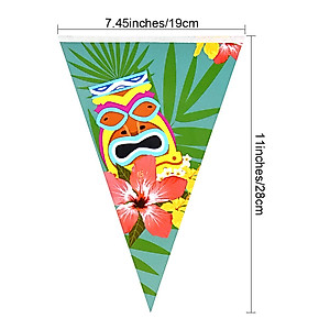 FEPITO 4 Pack Hawaiian Bunting Banner Luau Party Tropical Party Bunting Totally 12 Meters