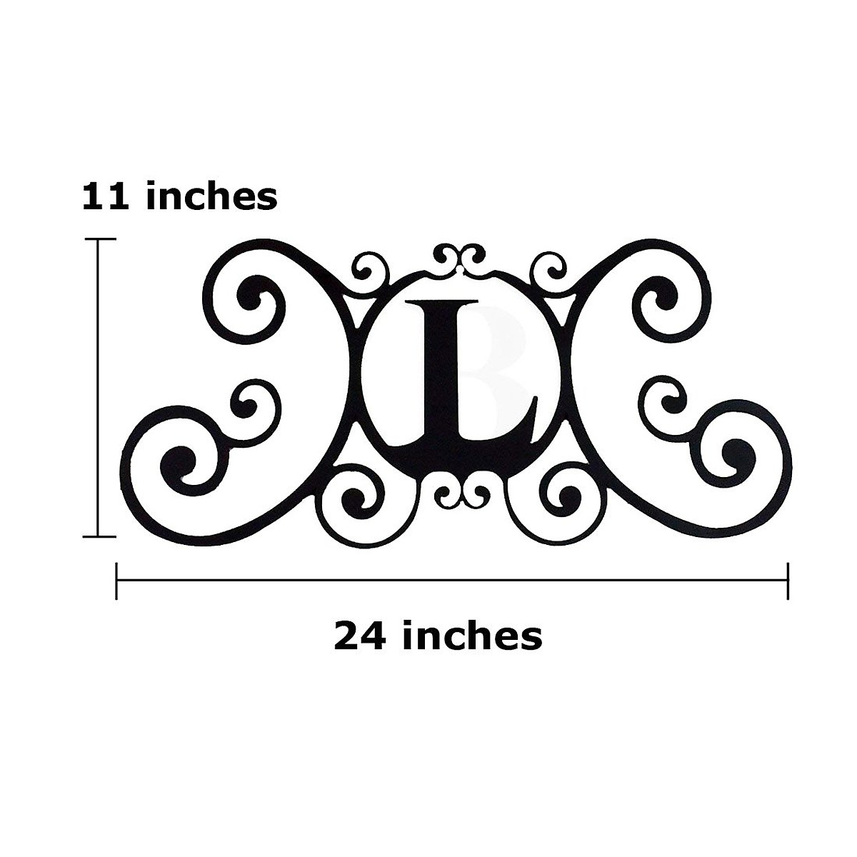 24 Inch House Plaque Letter - Wrought Iron Metal Scrolled Monogram Initial Letter Home Door Wall Hanging Art Decor Family Name Last Name Letter Sign (L, 24 x 11 inches,Thick 2mm) Christmas Gift