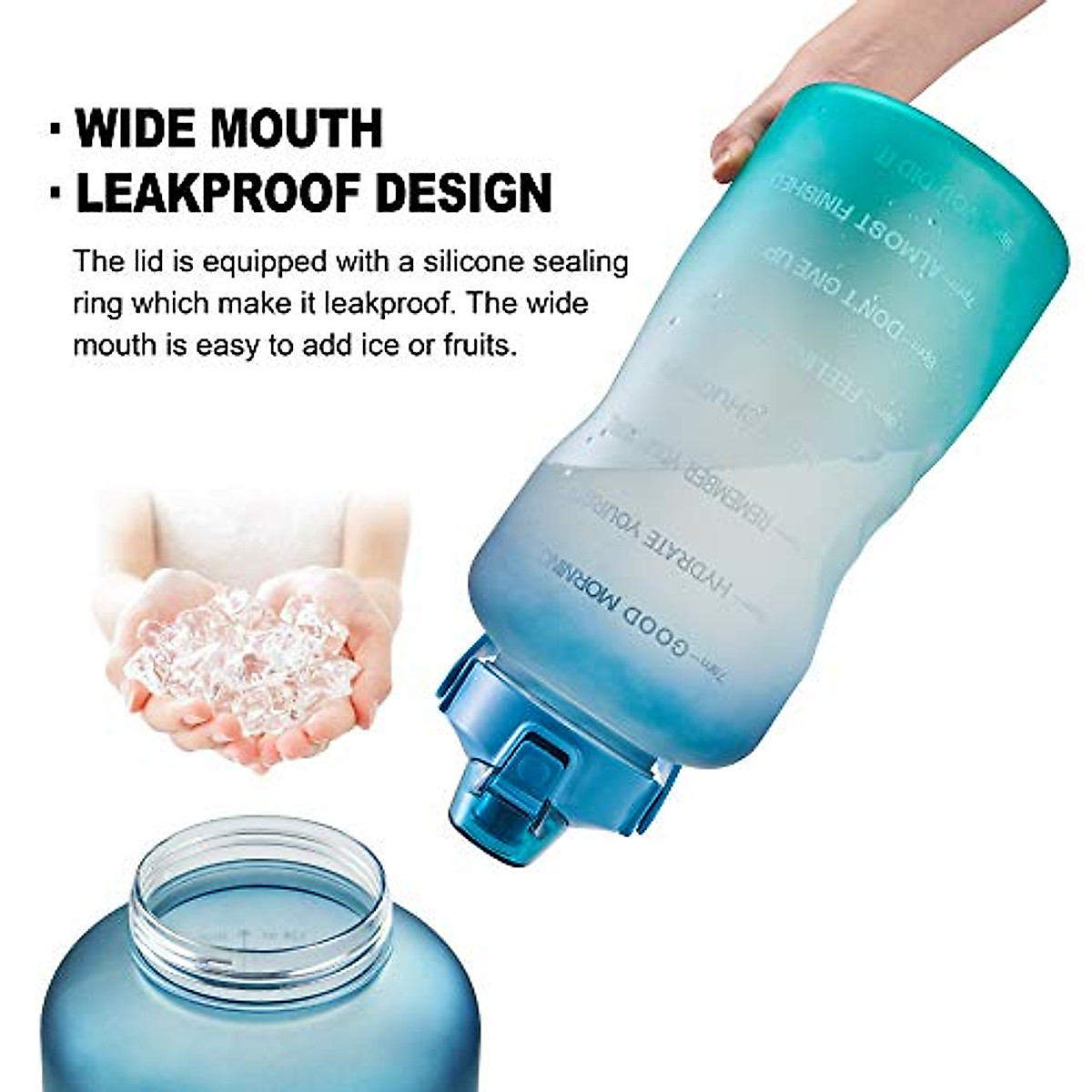 EYQ 128oz Leak-Proof Gallon Water Bottle with Removable Straw & Handle, BPA Free Drinking Large Water Jug for Fitness, Camping Sports Workouts Gym and Outdoor Activity (Pink/Green Gradient)