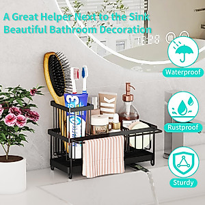 Godboat Sponge Holder for Kitchen Sink - Kitchen Sink Organizer with Brush Holder, 201 Stainless Steel, Sink Caddy with Auto-Drain, 360° Swivel Spout, Cool Gadgets for Apartment, Farmhouse and RV