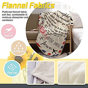 Envelope Blankets for Daughter,to My Daughter Blanket,Unique, Ultra-Soft Flannel Throw Blanket for Holiday Birthday for Bed Sofa Camping 60x50 inch