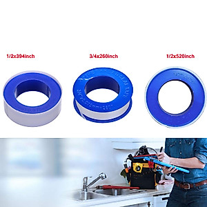 DOPKUSS Plumbers Duct Tape, 5 Rolls 1/2 Inch(W) X 520 Inches(L) Teflon Tape - PTFE Pipe Sealant Tape Flex Seal Tape Waterproof Plumbers Tape (1/2 by 520 Inches 5 Roll)