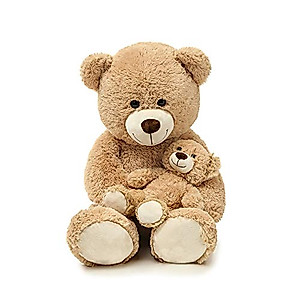 MorisMos Giant Teddy Bear Mommy and Baby Bear Soft Plush Bear Stuffed Animal for Teddy Bear Baby Shower, Tan, 39 Inches