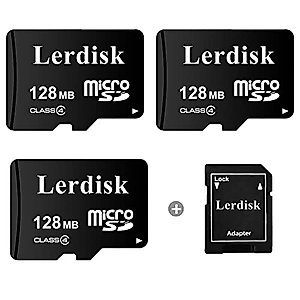 Lerdisk Factory Wholesale 3-Pack Micro SD Card 128MB Class 4 in Bulk Small Capacity 3-Year Warranty Produced by 3C Group Authorized Licencee Special for Small Files Storage or Company Use (NOT GB)