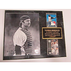 Yankees Thurman Munson 2 Card Collector Plaque #8 w/ 8x10 BW Photo