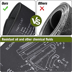 ProCase Gun Cleaning Mat with Cotton Swabs and Cleaning Cloth, Pistol Gunsmith Maintenance Tools Oil-Resistant Anti-Slip Printing Mat, 11.3” x 17.3”, Black