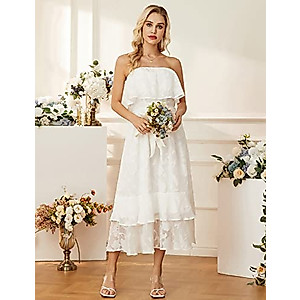 Cocktail Dresses for Women Wedding Guest Long Floral Textured Party Dresses Summer Holiday White L