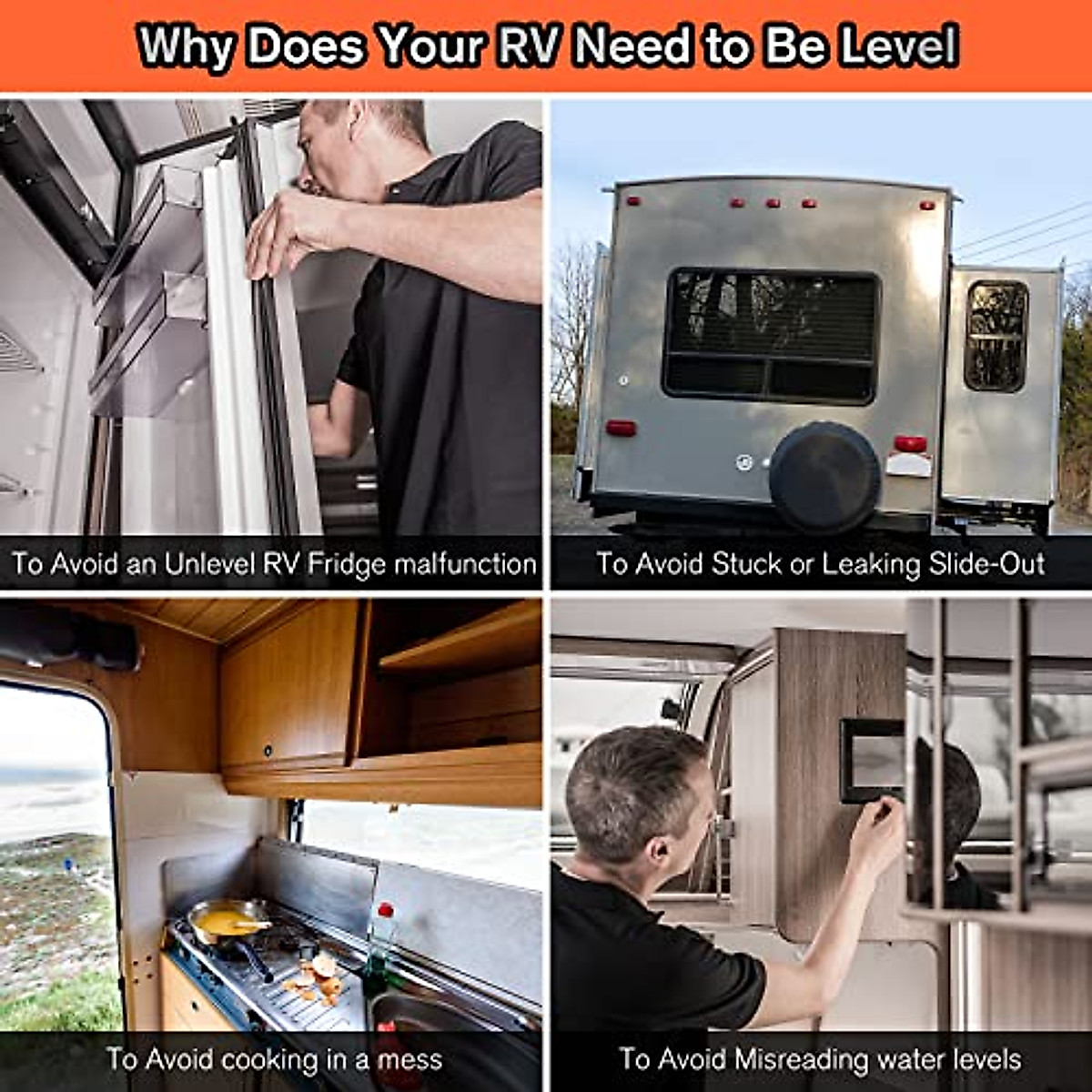 WELLUCK RV Camper Leveler Kit, 2 Packs Heavy Duty Curved RV Leveling Blocks Ramp Wheel Chock for Travel Trailer, Up to 35,000 lbs, Anti-Slip Mats Included, Level your RV on First Try