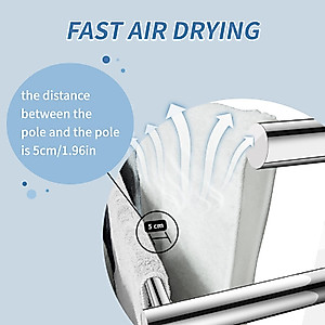 BIGLUFU Stretchable 17-31 Inches Double Bath Towel Bar Bathroom Towel Rack Hooks Kitchen Hand Towel Holder Dish Cloths Hanger SUS304 Stainless Steel Wall Mounted No Drill Space Saving 2-Bar Silver