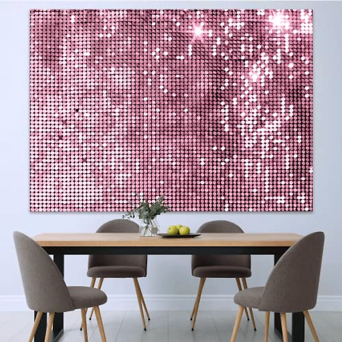 Wollmix 7x5ft Rose Gold Sequins Backdrop Disco Party Decorations Glitter Birthday Wedding Party Photo Background for Baby Shower Photography 70s Theme Halos Party Banner Photo Studio Props