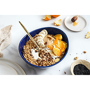 LE TAUCI Large Cereal Bowls 30 OZ, Ceramic Bowls Set for Salad Soup Rice Desserts, Kitchen Serving bowl, Oven Dishwasher & Microwave Safe - 7.5 inch, Set of 4, True Blue