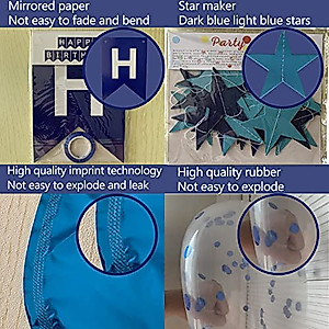 NANINUNENO 14th Blue Birthday Party Decorations for Boy Girl Men Women, Happy 14 Birthday Balloons Supplies with Happy Birthday Banner,14 Number Balloons, Blue Star Streamers, Hanging Swirls