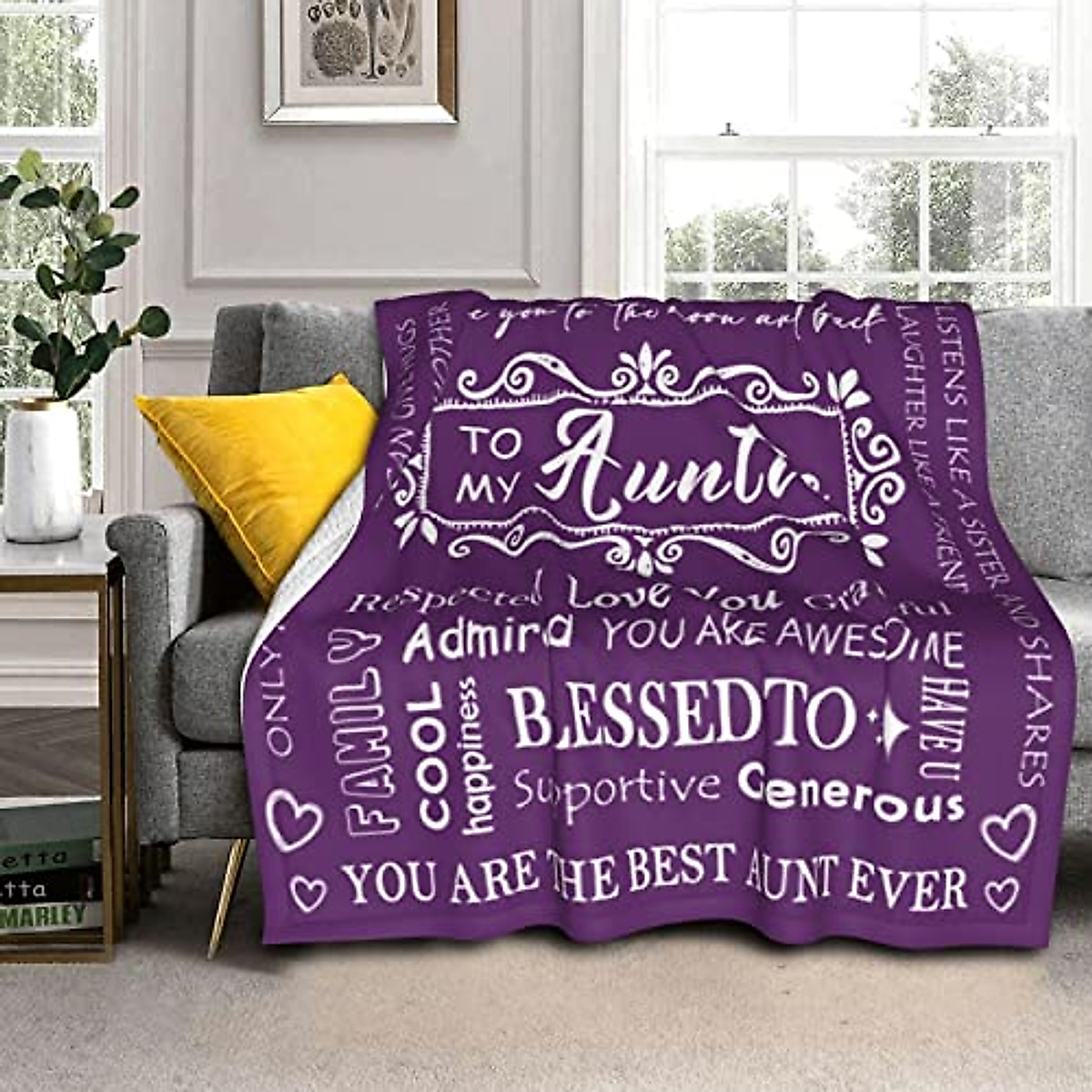 Aunt Blanket Gifts for Aunts from Niece for Mothers Day Birthday Thanksgiving Christmas Blanket Throw Soft 60" x 50"