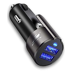 Dual USB Car Charger, SOMOSTEL 3-in-1 Emergency Safety Escape Tool Window Breaker Seat Belt Cutter Compatible for iPhone 11 Pro/Max/X/XR,Samsung Galaxy S10 S9 S8 Plus Note 9,LG,Moto,iPad,Google Pixel