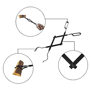 26-Inch Campfire Fireplace Tongs and Wood Fireplace Bellows Leather Fire Bellow Fire Pit Air Blower with Stainless Steel Nozzle, Outdoor Cooking Camping Chimney Pump Barbecue Fire Tools Accessories