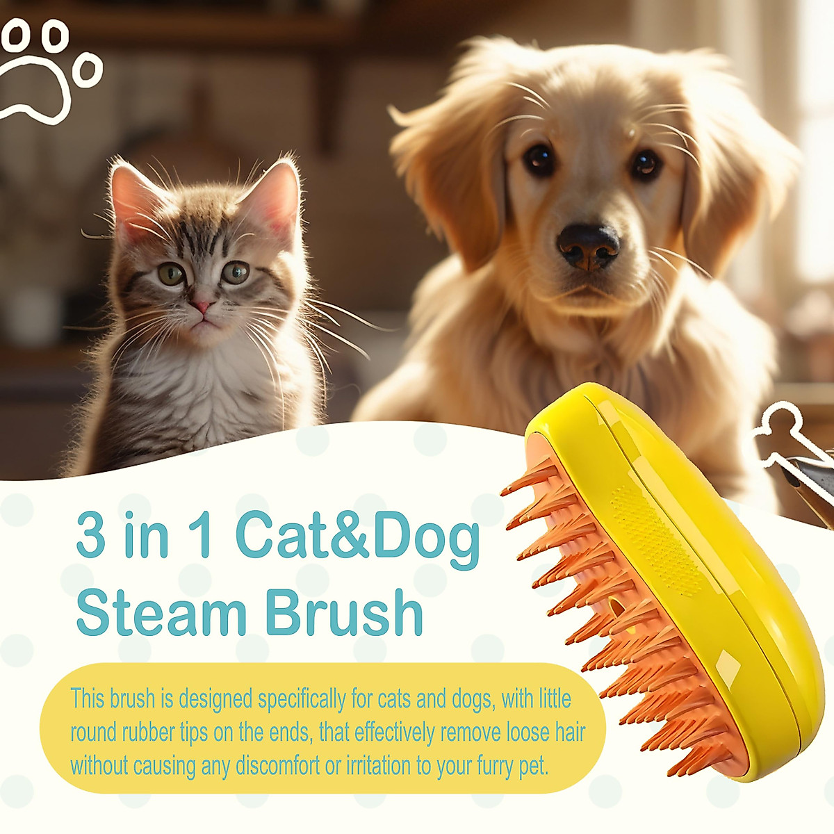 Cat Steam Brush For Shedding, Grooming Tool for Cats and Dogs with Steam Function, Massage, and Shedding Hair Removal - Ideal for Pets, Featuring Weighted Blanket Technology, Hair Brush