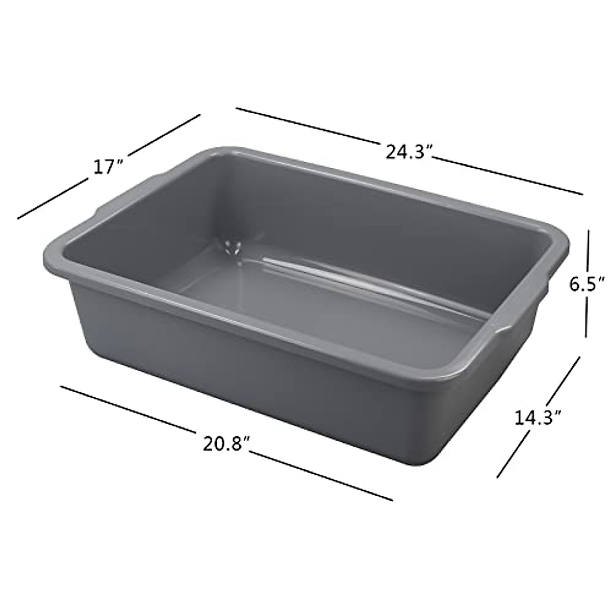 Gloreen 4 Packs Large Bus Tub Tote Box, 35 L, Gray Dish Pan Basin
