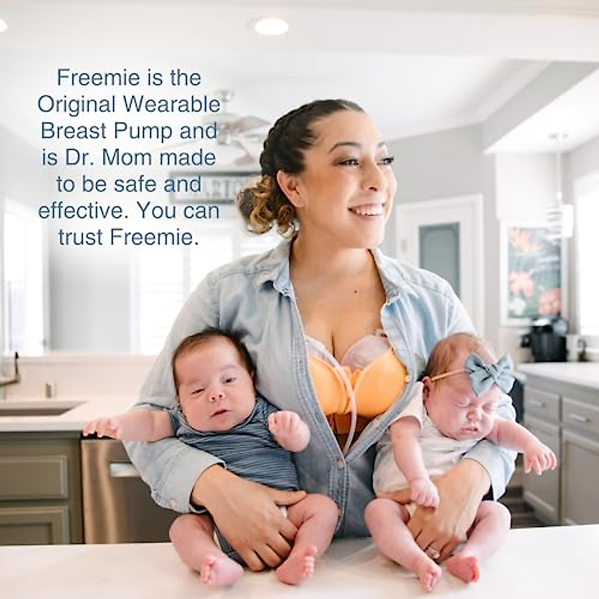 Freemie Hands-Free and Discreet Breast Milk Collection Cup Set | Pump with Your Clothes On Anywhere, Anytime | Sizes 25mm and 28mm Flanges Included | Holds Up to 8oz | Pump Not Included