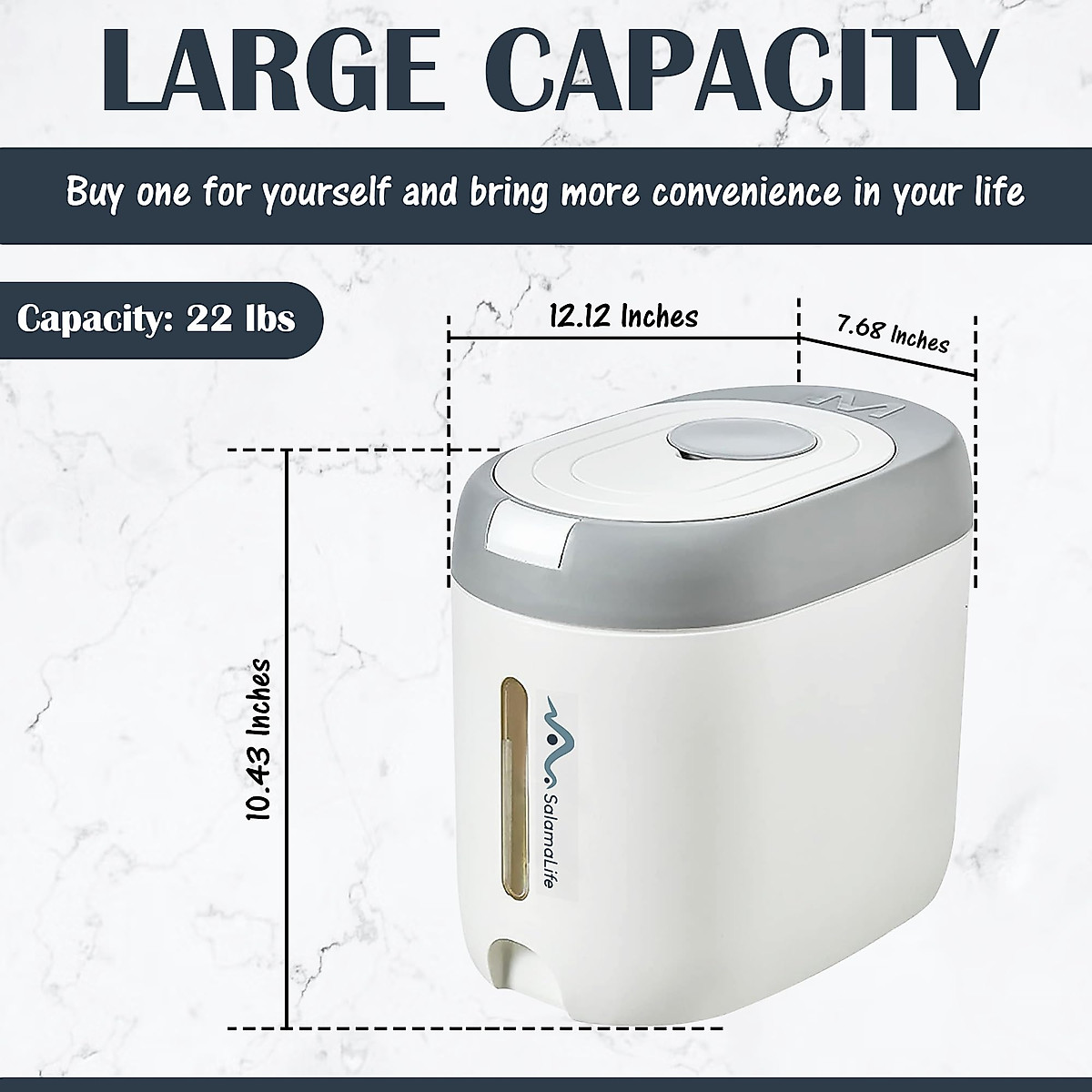 SalamaLife Airtight Food Storage Multi-Purpose Plastic Container with Lids -22 lbs Bucket, Rice dispenser & sugar container-dog food storage, Cereal & Grain Storage- White/Grey