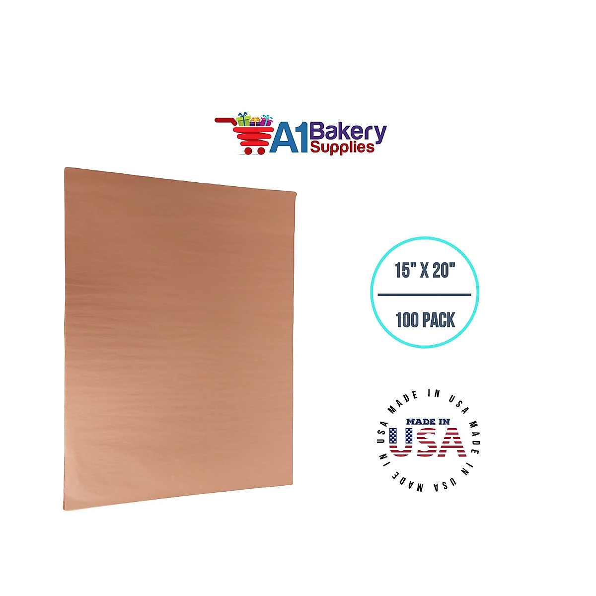 A1 Bakery Supplies Terra Cotta Gift Wrap Tissue Paper 15 Inch X 20 Inch - 100 Sheets Premium Quality Gift Wrap Paper Made in USA