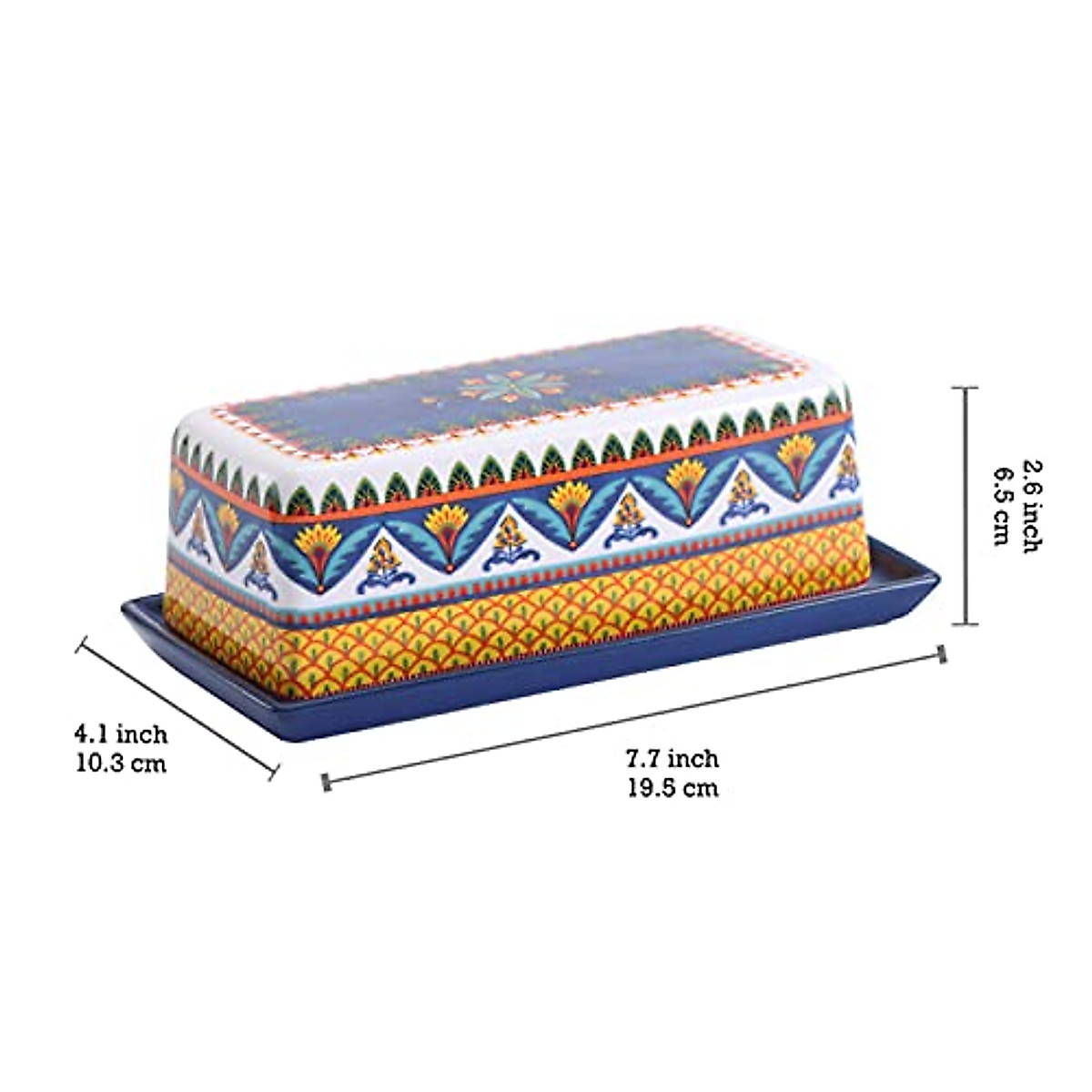 Bico Havana Ceramic Butter Dish with Lid, Butter Keeper for Counter, Kitchen, Dishwasher Safe