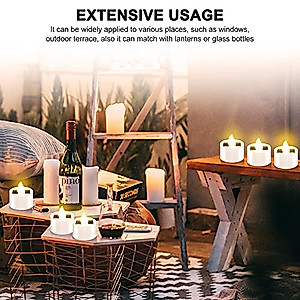 6 Pieces Solar Tea Light Candles Flameless Outdoor Waterproof Solar Tea Lights Rechargeable Candles with Dusk to Dawn Flickering Light Sensor for Party Garden Home Decor, 1.5 x 1.4 Inch