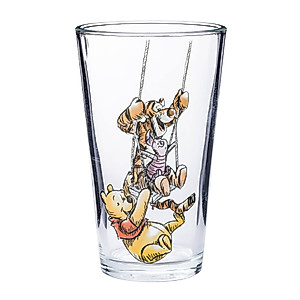 Silver Buffalo Disney's Winnie the Pooh Painted Scenes 4pc Pint Glass Set, 16 Ounces