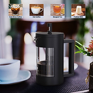 DUCHIFAD French Press Coffee Maker 21 oz, Camping Plastic Glass French Coffee Press, Medium Size Tea and Frothed Milk Press,100% BPA Free Prensa Francesa, Rust-Free and Dishwasher Safe (21 oz)