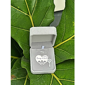 Personalized Love Key Lock Pendant Necklace Custom Engraved Necklace 925 STERLING SILVER Nameplate Pendant