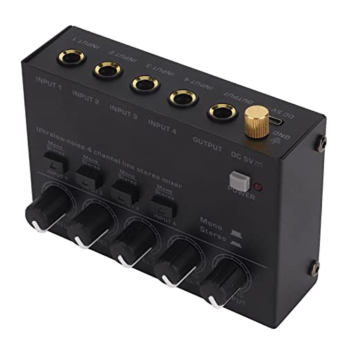 4 Channel Line Mixer, High Sound Quality Simple Operation Mode 4 Channel Studio Headphone Amplifier Independent Volume Control for Studio(#3)