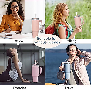 6 Pack Silicone Straw Cover Compatible with Stanley H2.0/1.0 Tumbler Cups All OZ, Reusable Drinking Straw Topper, Dust-Proof Straw Covers Cap for 6-10m/0.23-0.4inch Straws (2 Clear+2 white +2 pink)